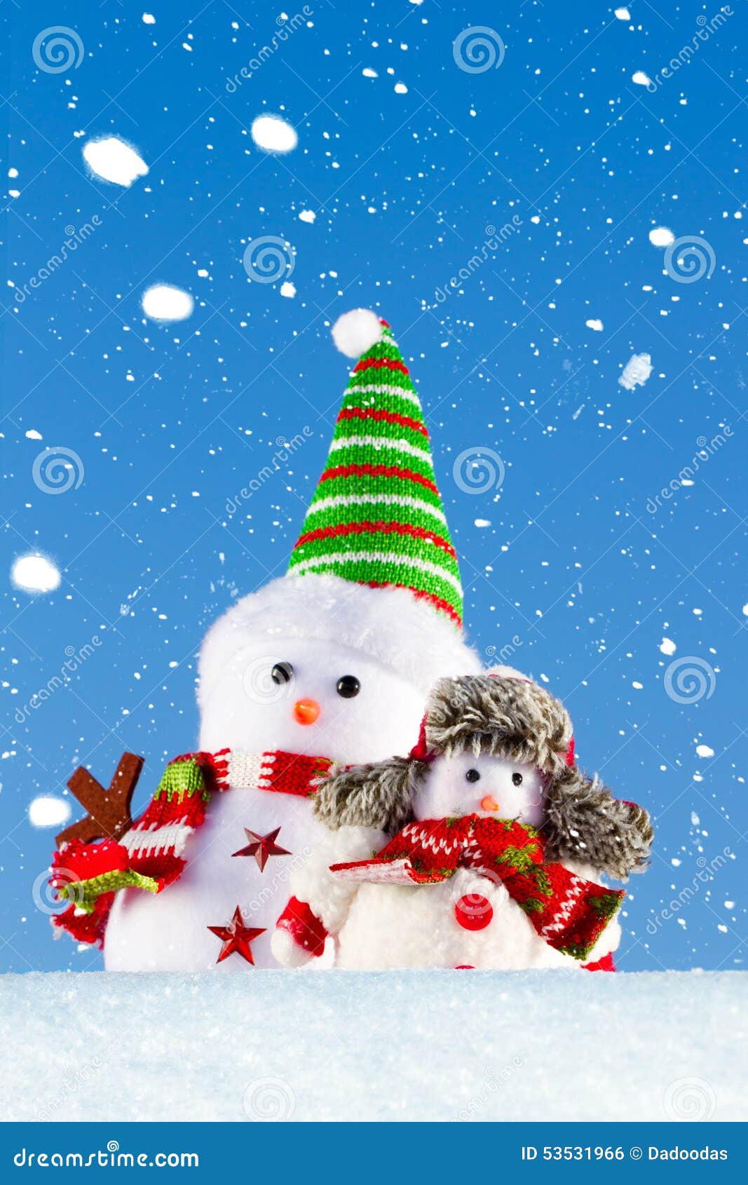 Two Snowmen Standing in the Snow Stock Photo - Image of holiday, snow ...