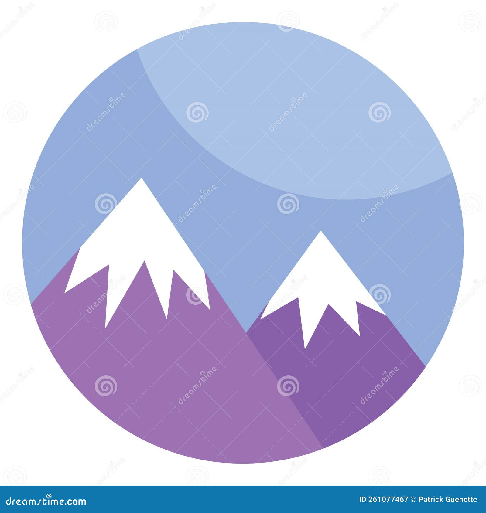 Two snowy mountains, icon stock vector. Illustration of poster - 261077467