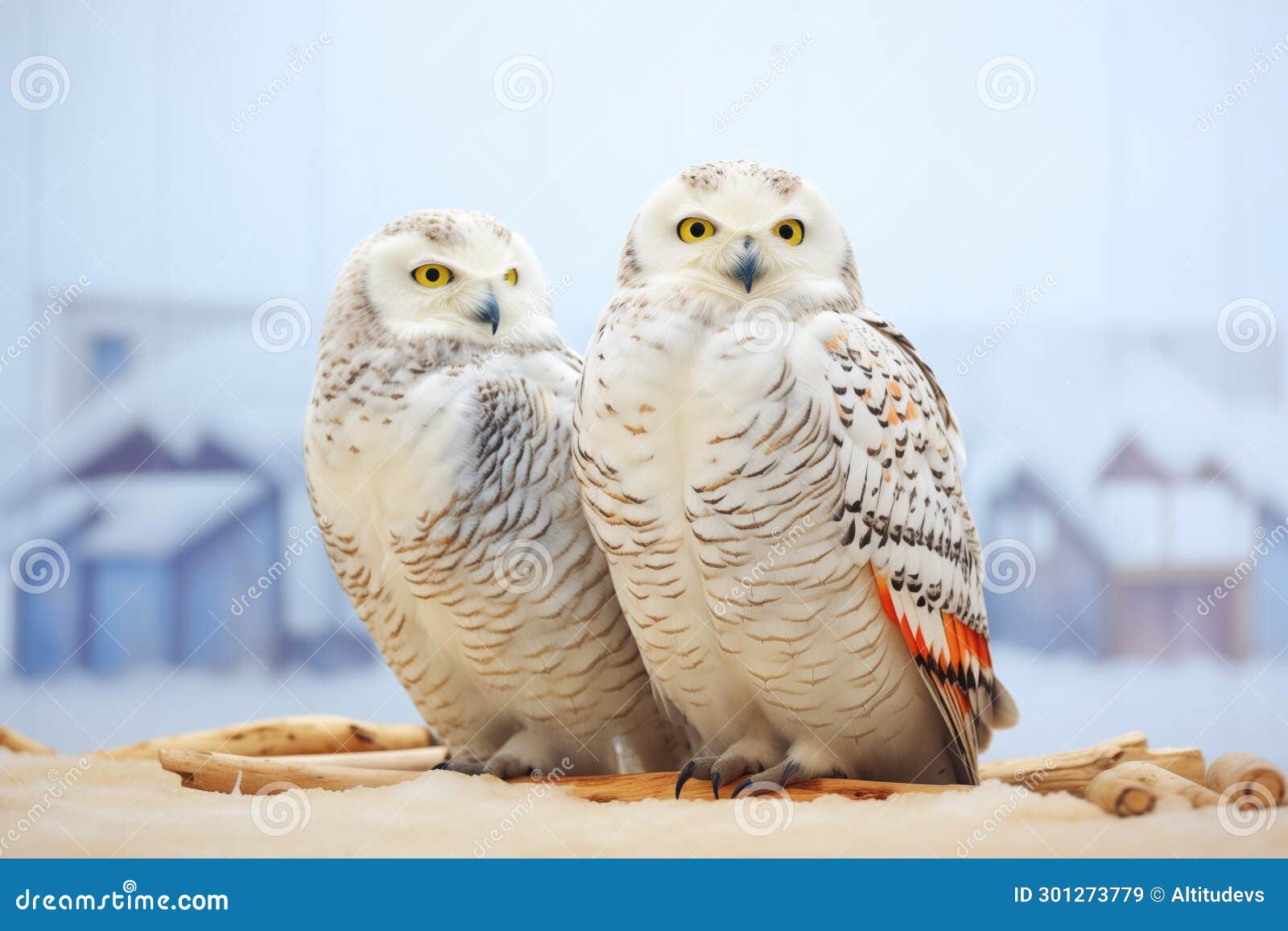 Snowy Owls Huddled Together In The Arctic Tundra Royalty-Free Stock ...