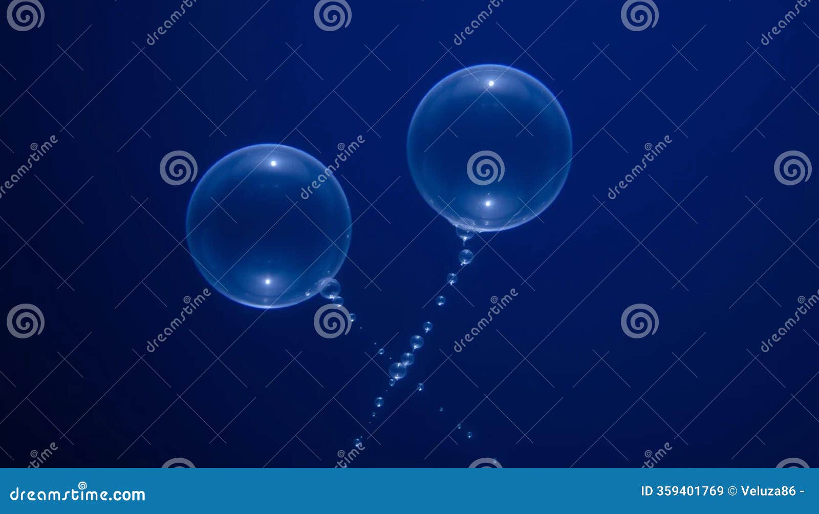 Two Soap Bubbles Floating Against a Dark Blue Background Stock Image ...