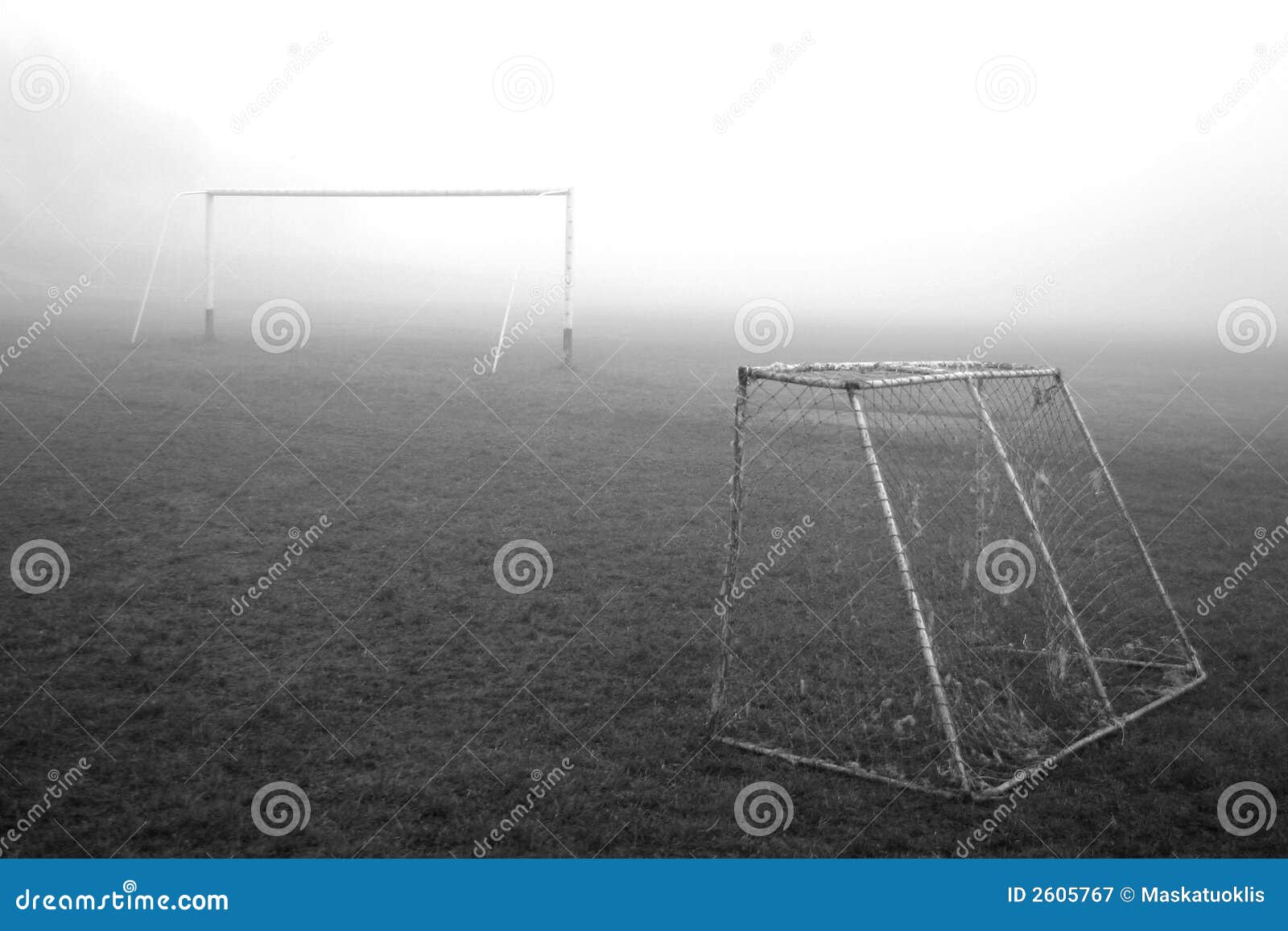 Two soccer gates in mist stock image. Image of haze, field - 2605767