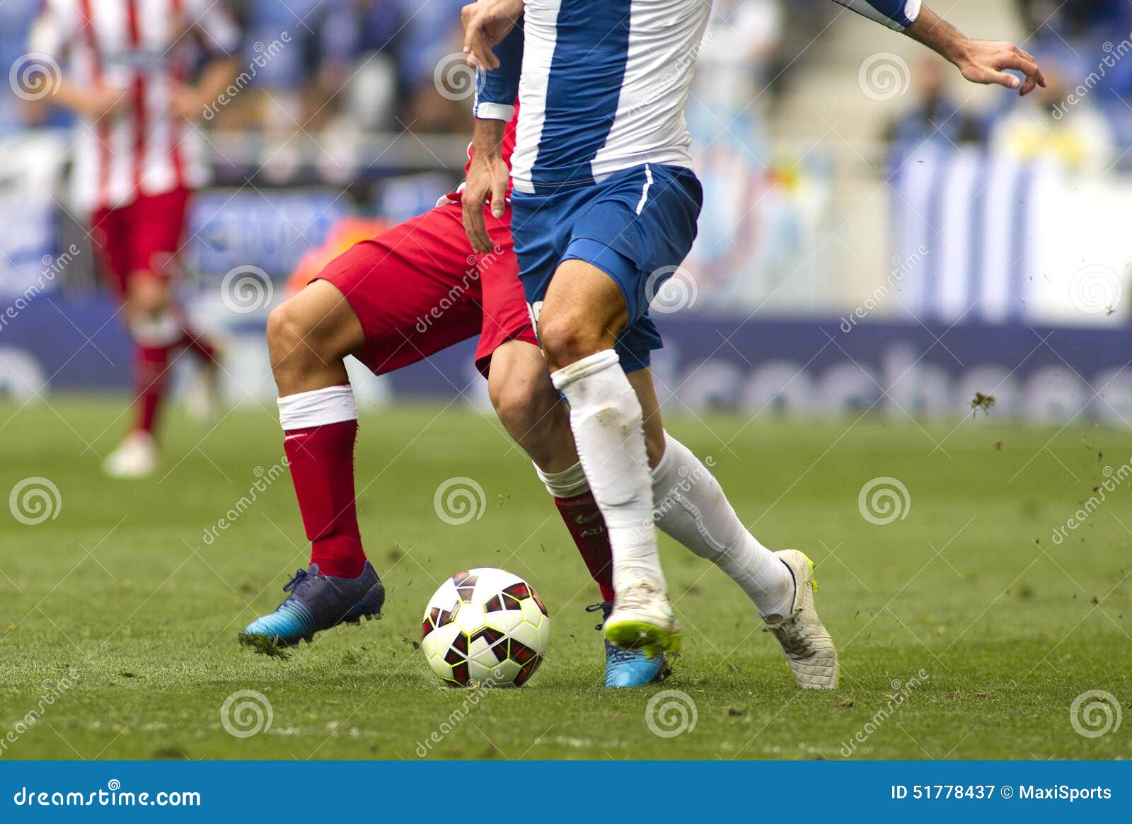 Two soccer players vie stock image. Image of field, futbol - 51778437