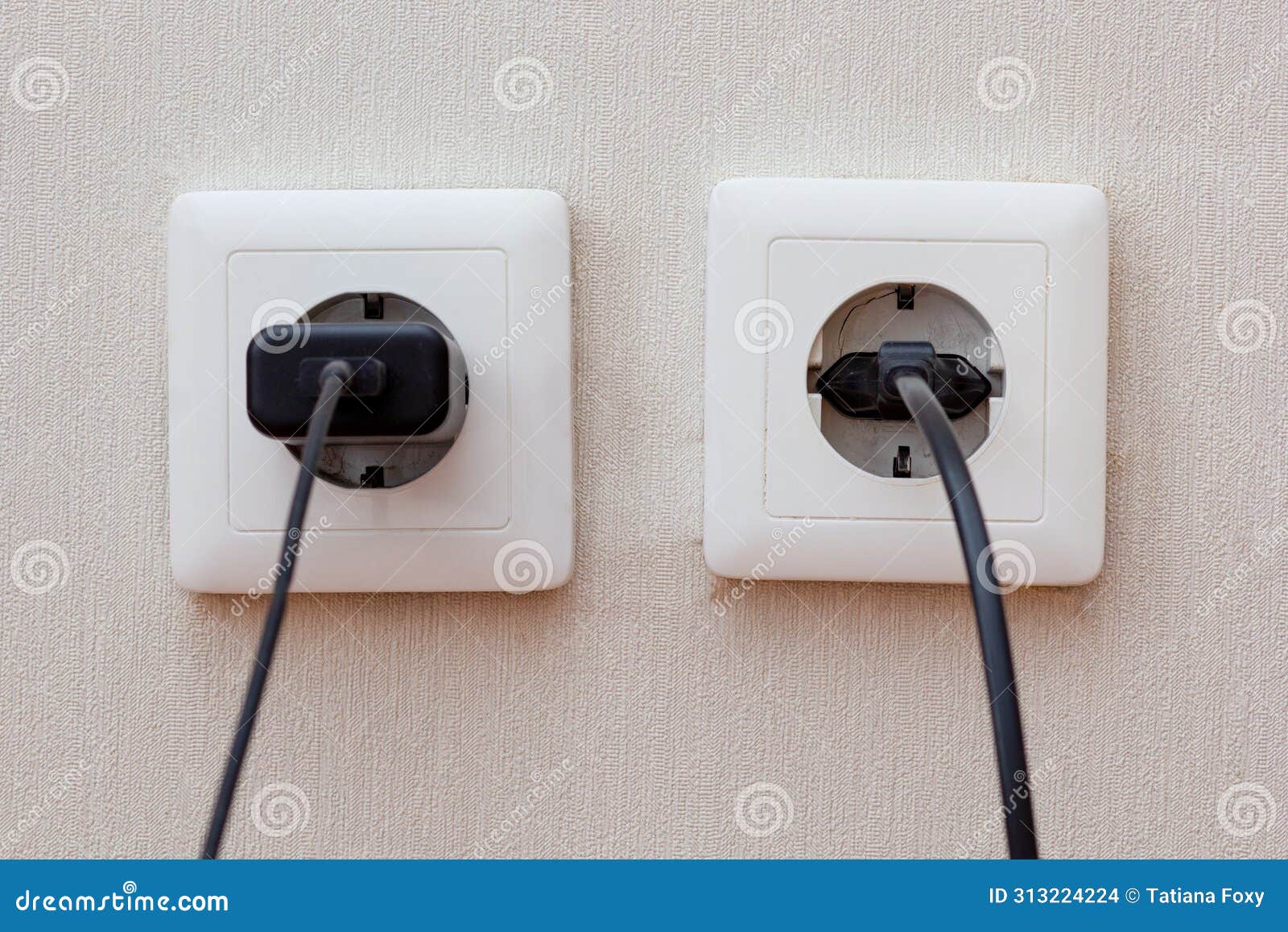 Two Sockets with Plugs Inside Stock Photo - Image of fields, socket ...