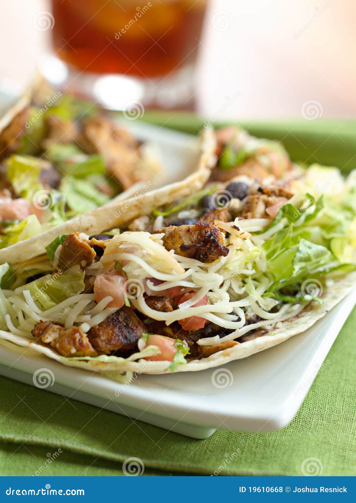 Two Soft Shell Chicken Tacos Stock Photo - Image of beans, food: 19610668