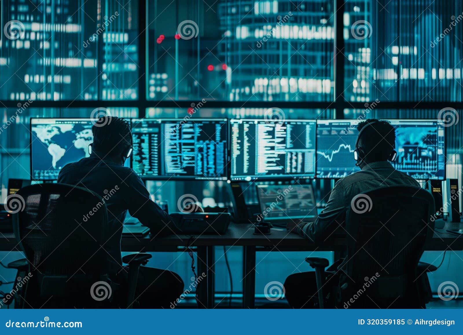 Nighttime Code a Software Development Team Works Late into the Night ...