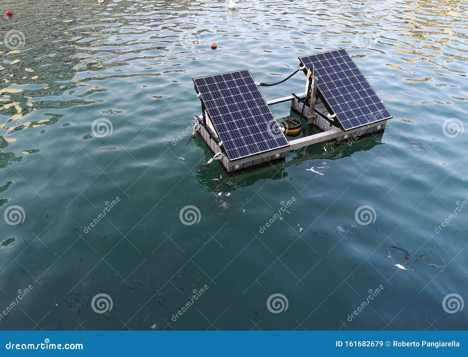 Two Solar Panels Floating in the Sea Stock Image - Image of panel ...