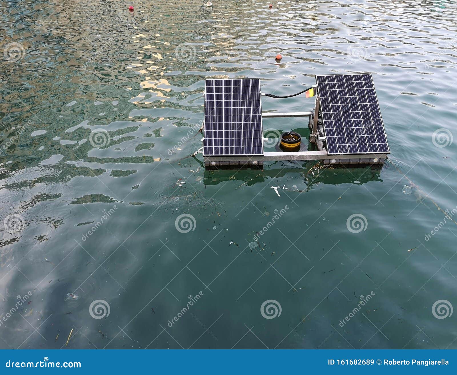 Two Solar Panels Floating in the Sea Stock Image - Image of renewable ...