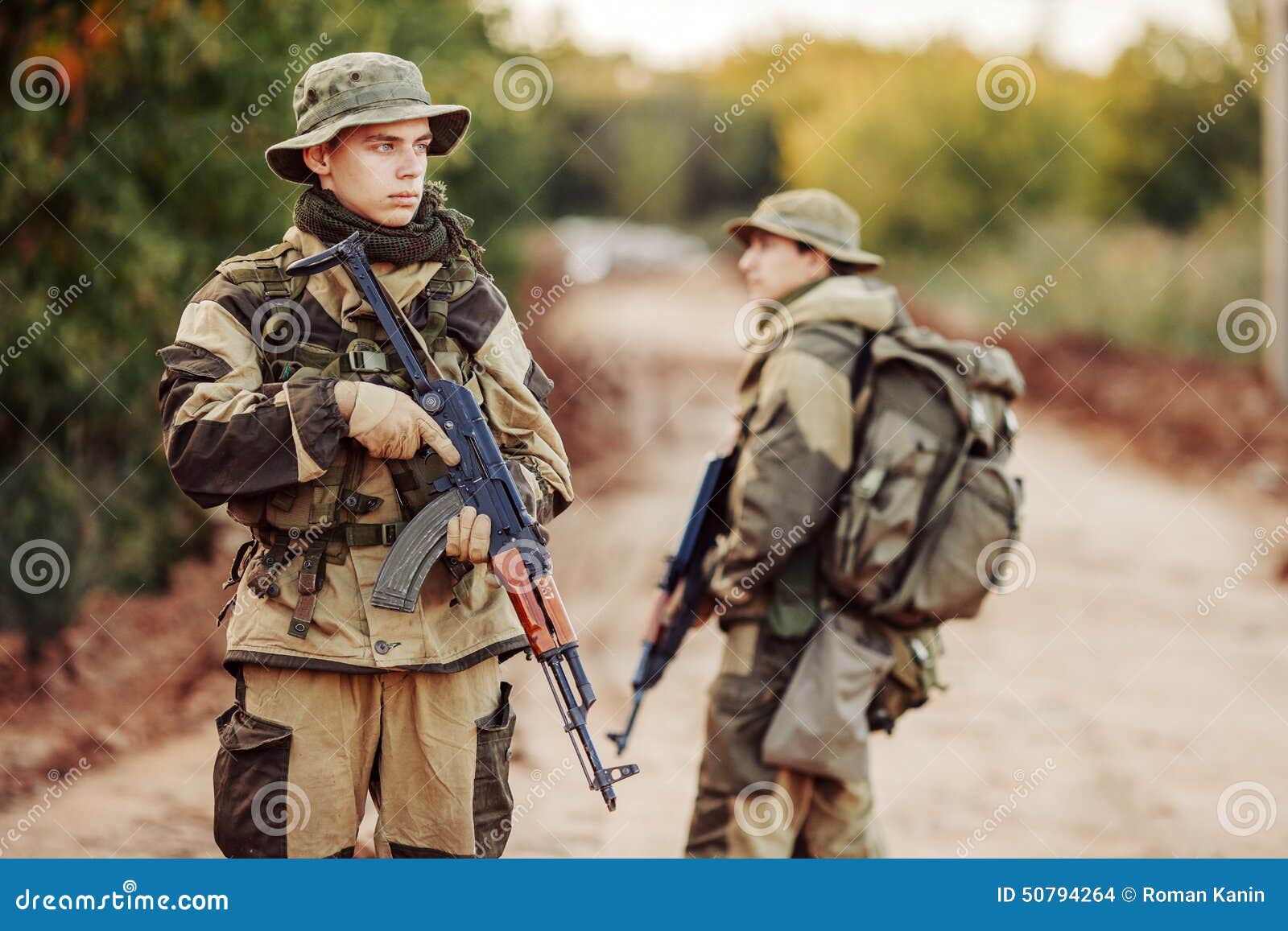 Two Soldiers are Exploring an Unfamiliar Area Stock Photo - Image of ...