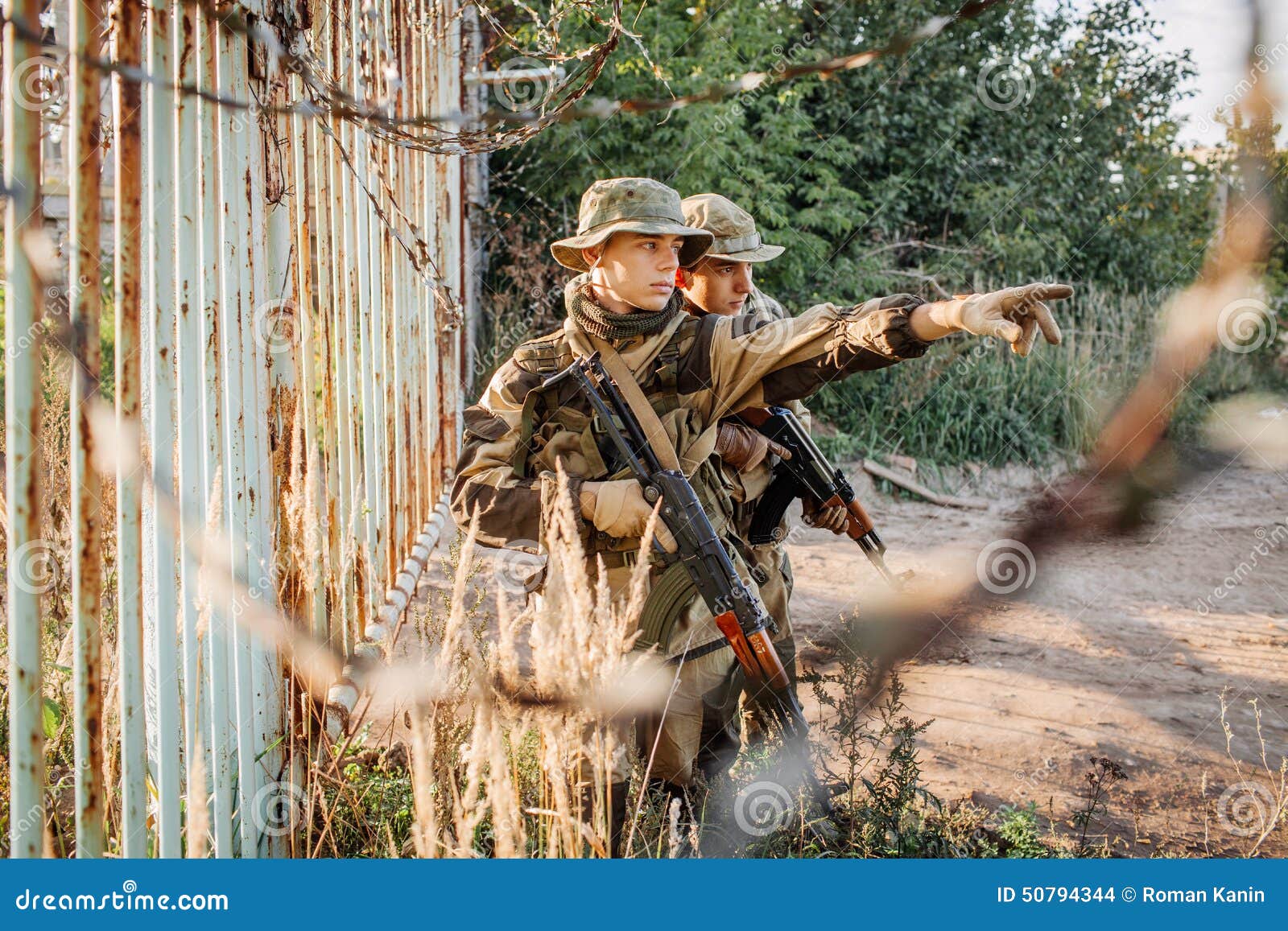 Two Soldiers are Exploring an Unfamiliar Area Stock Photo - Image of ...