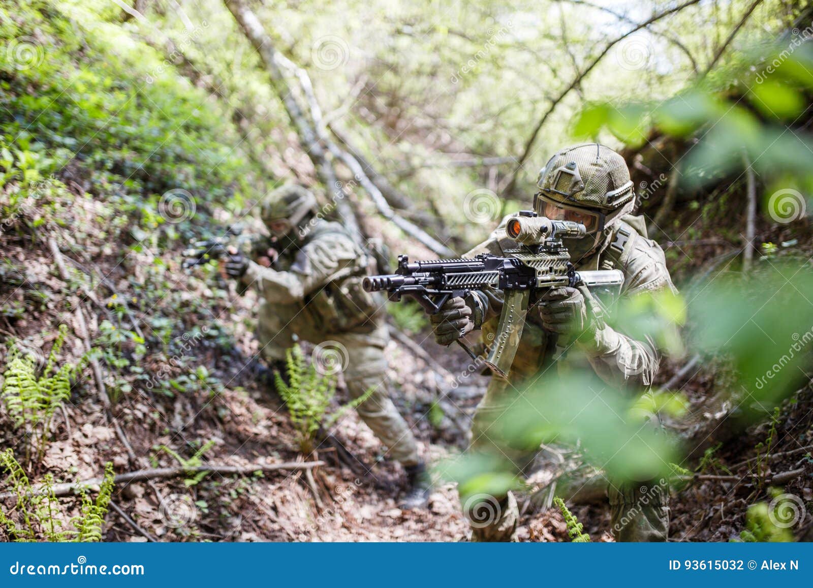 Two Soldiers with Machine Guns Stock Photo - Image of caucasian, body ...