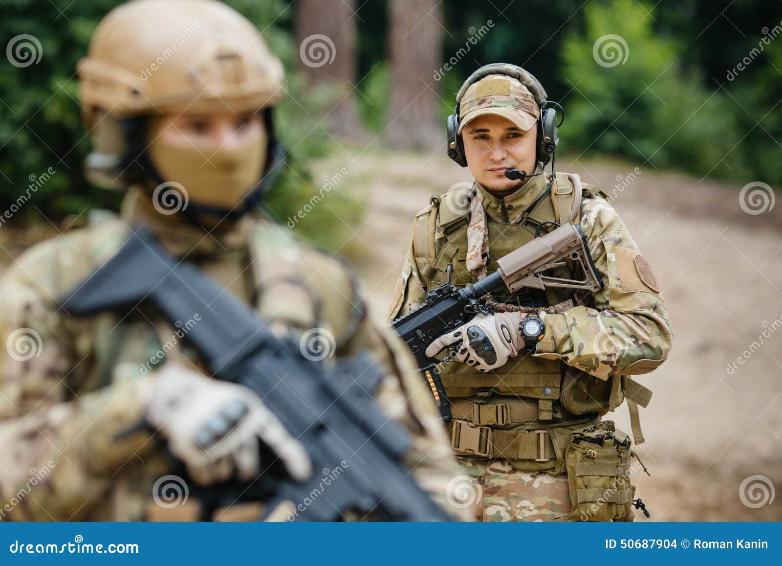 Two Soldiers Scout the Area Occupied by the Enemy Stock Photo - Image ...