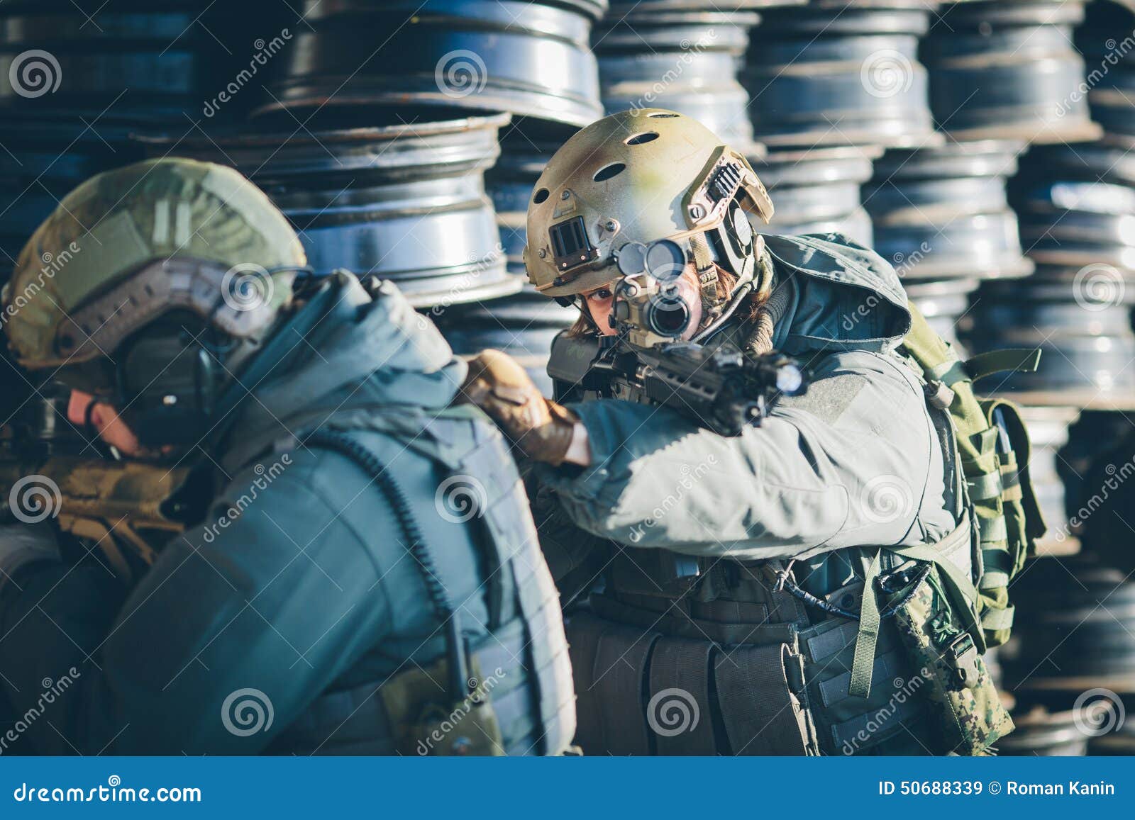 Two Soldiers Scout the Area Occupied by the Enemy Stock Image - Image ...