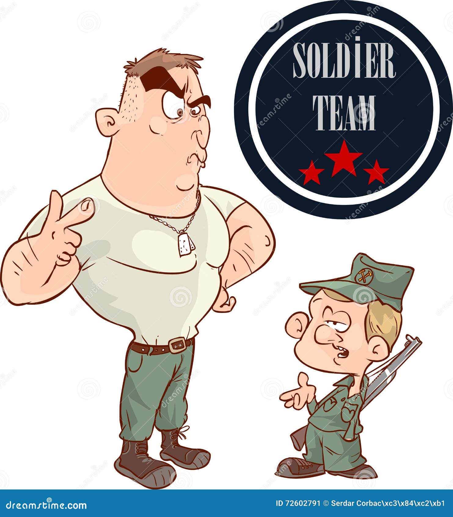 Two Soldiers Talking To Each Other Vector Illustration Stock Vector ...