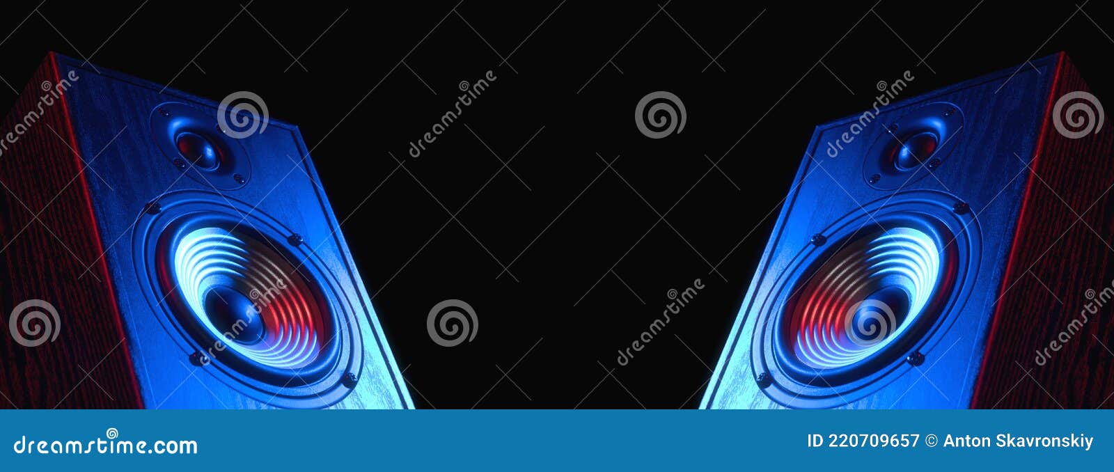 Two Sound Speakers in Neon Light Stock Image - Image of broadband ...