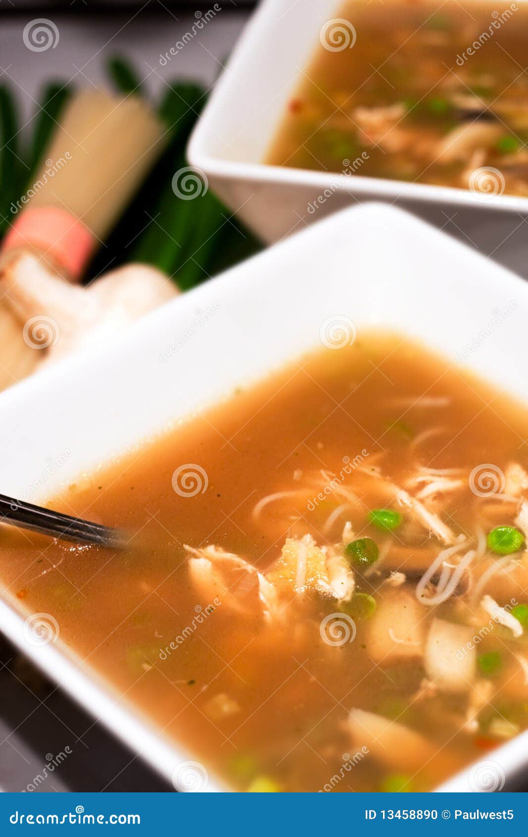 Two soup bowls stock photo. Image of asian, mushroom - 13458890