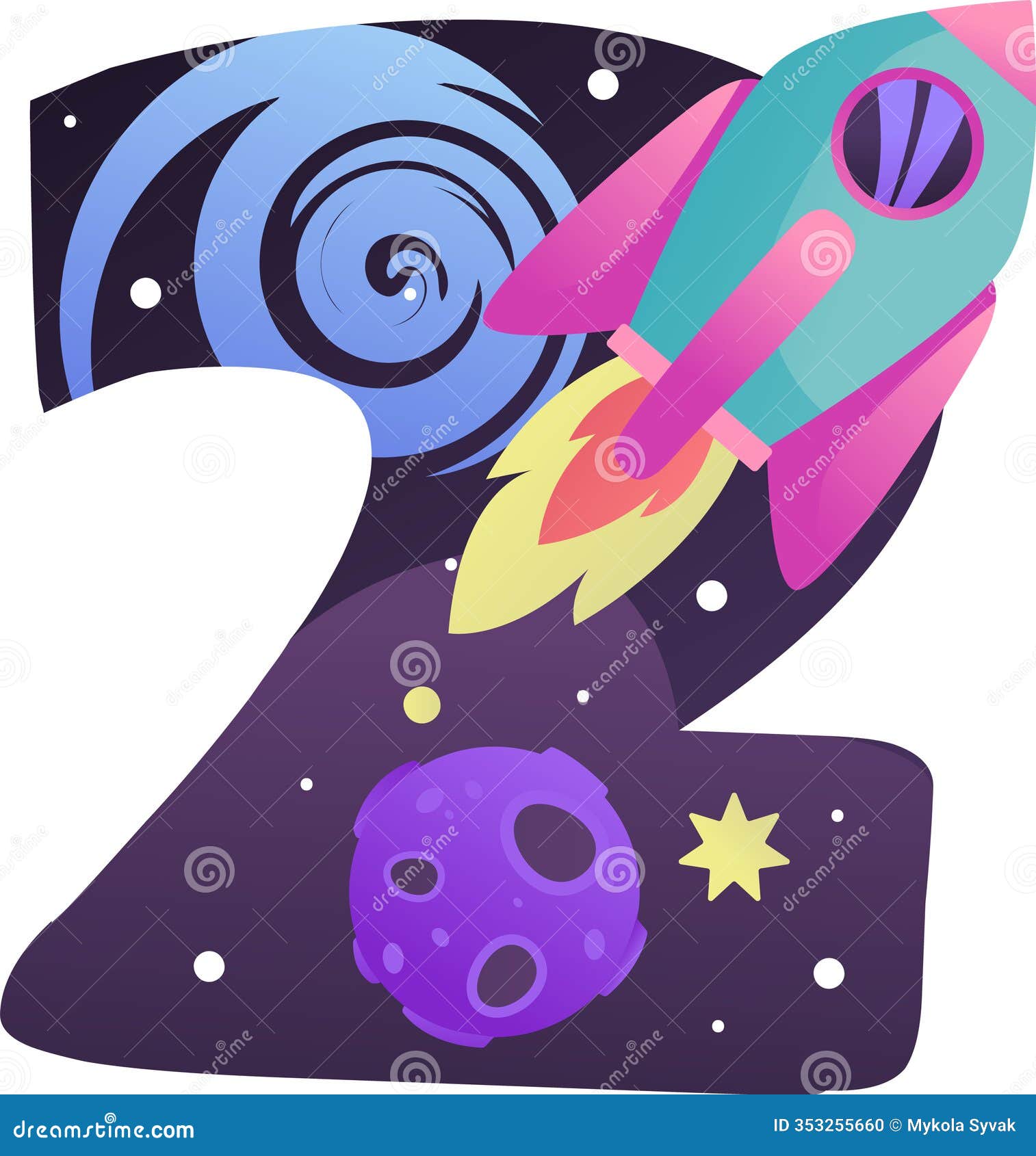 Two Space Number stock illustration. Illustration of technology - 353255660