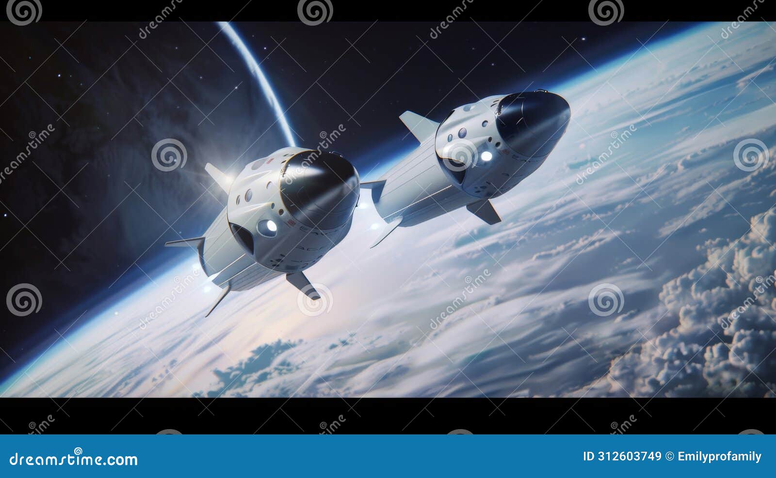 Two Space Shuttles Flying Over the Earth Stock Image - Image of shuttles, vehicle: 312603749