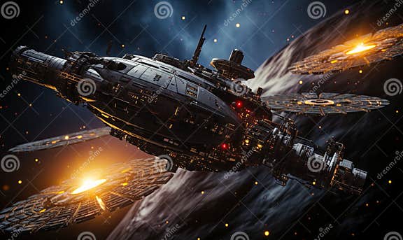 Two Spaceships Flying through the Sky Stock Photo - Image of spaceship ...