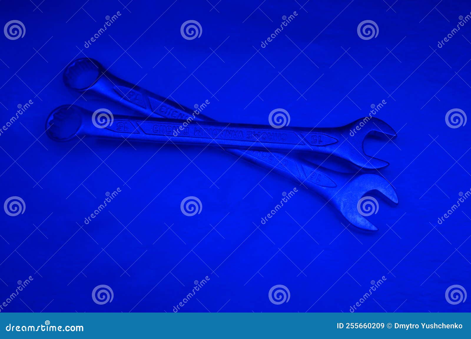 Two Spanners Made of Chrome Vanadium Steel on a Soft Surface Covered ...