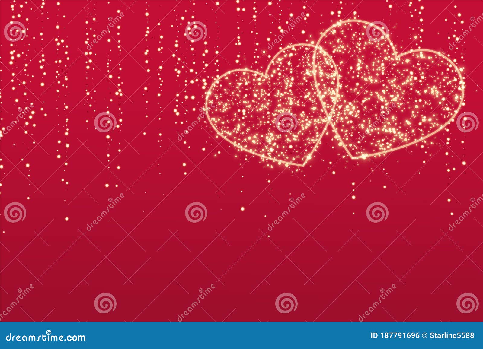 Two Sparkle Love Hearts on Red Background Stock Vector - Illustration ...