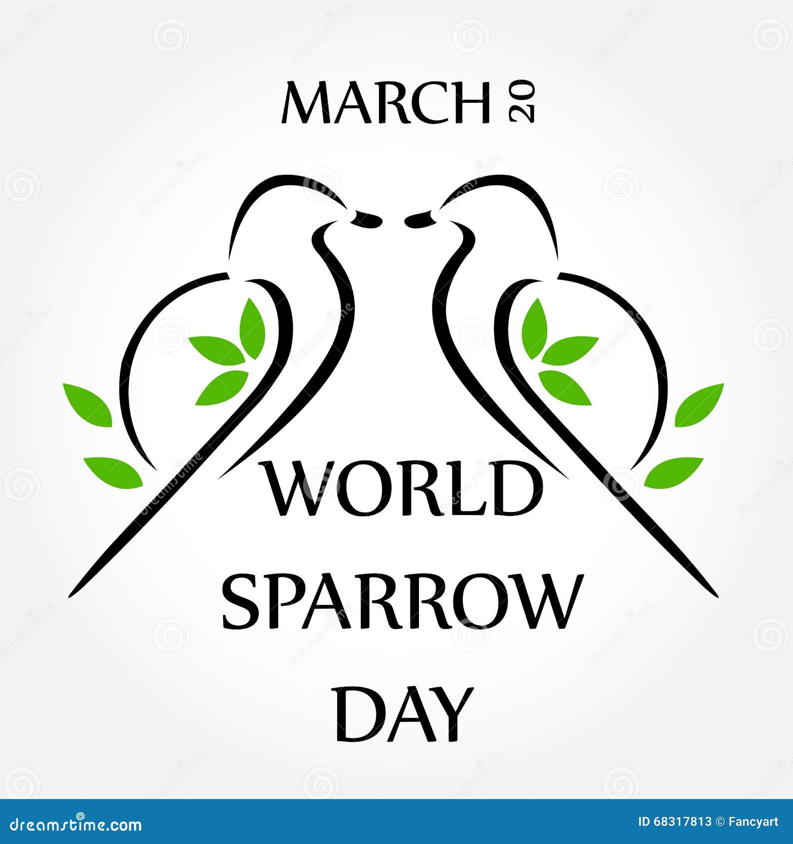 Two Sparrows on Twig World Sparrow Day March 20 Stock Vector ...