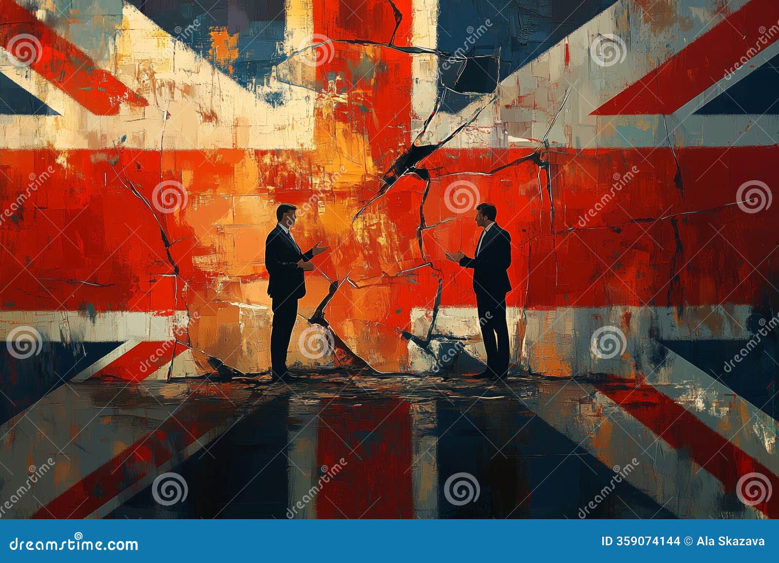 Two Speakers Engage in a Heated Argument with a Vibrant Union Jack ...