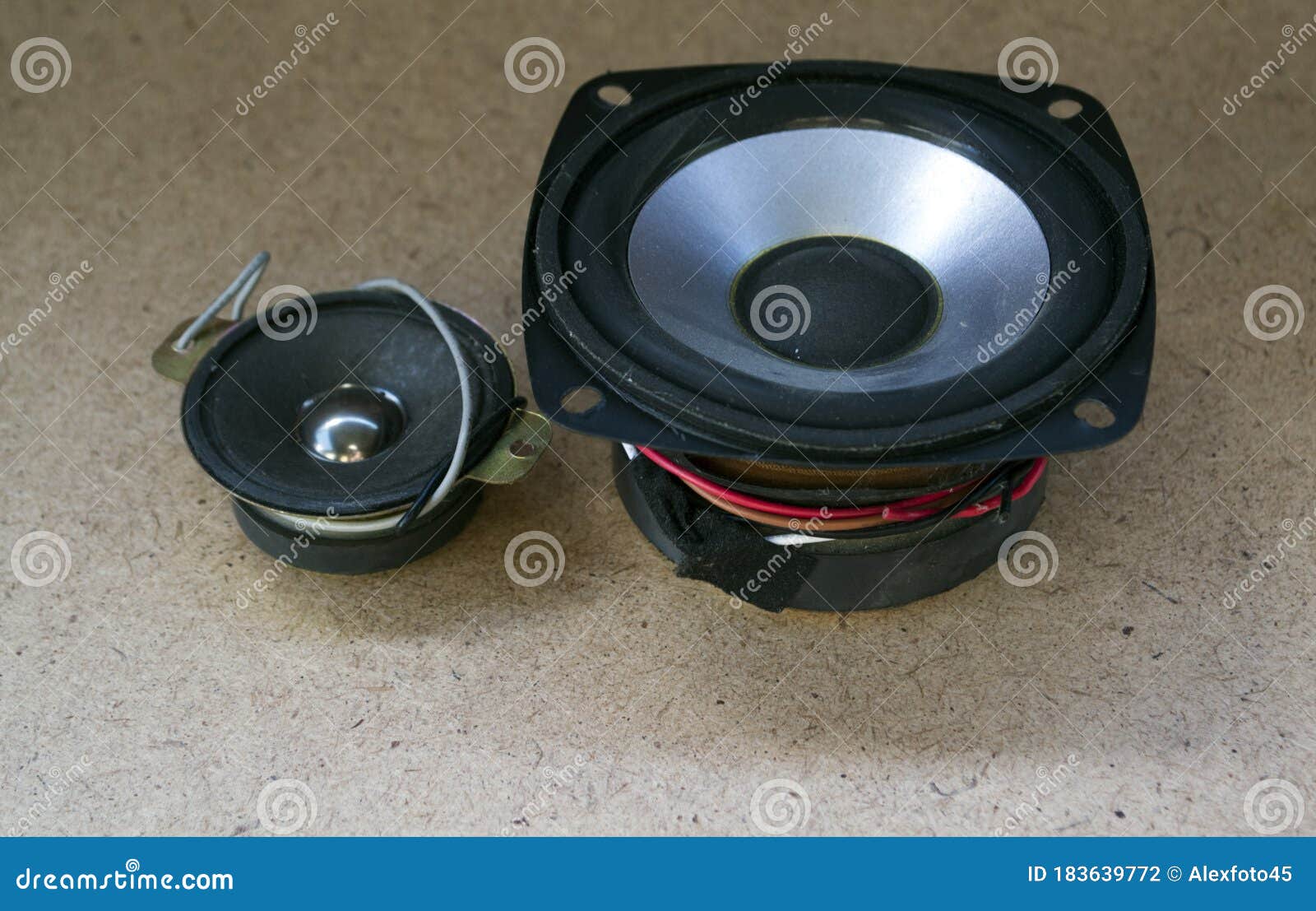 Two Speakers. Small and Large Top and Side View Stock Photo - Image of ...