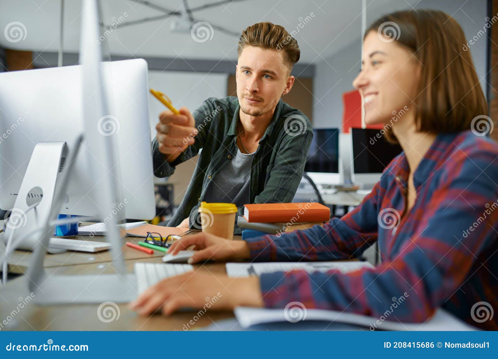 Two it Specialists Works on Computers in Office Stock Photo - Image of ...