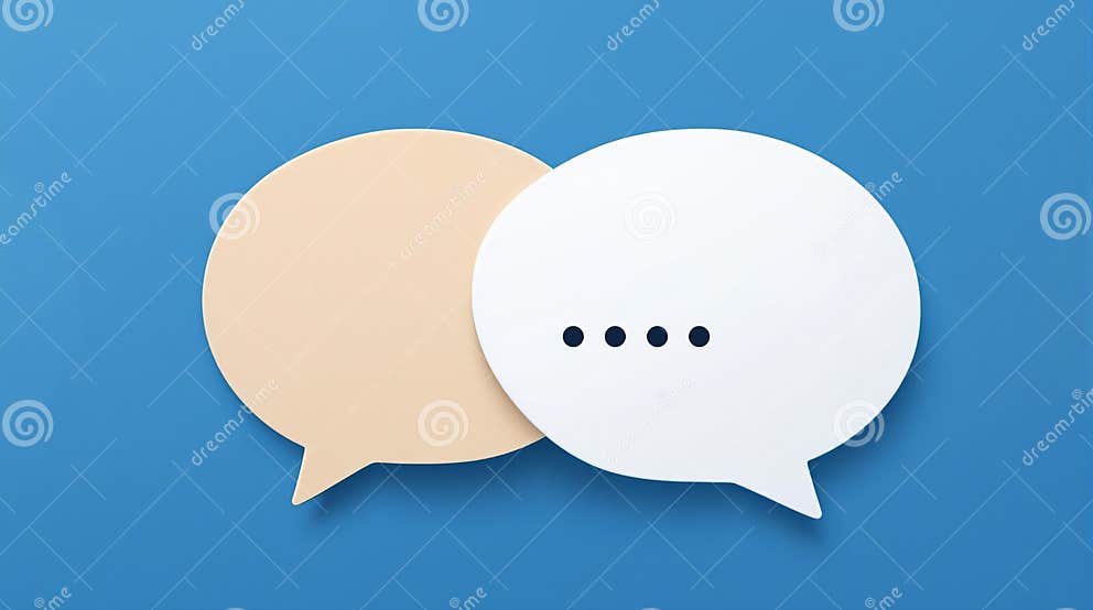 Two Speech Bubbles on a Blue Background Representing Communication and ...
