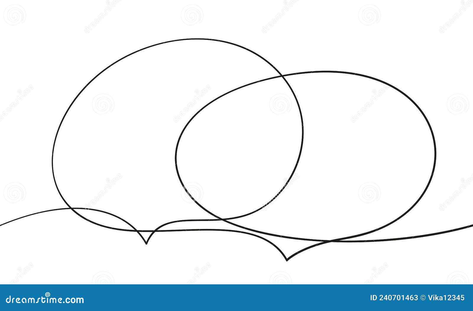 Two Speech Bubbles Continuous One Line Drawing Doodle, Black and White ...