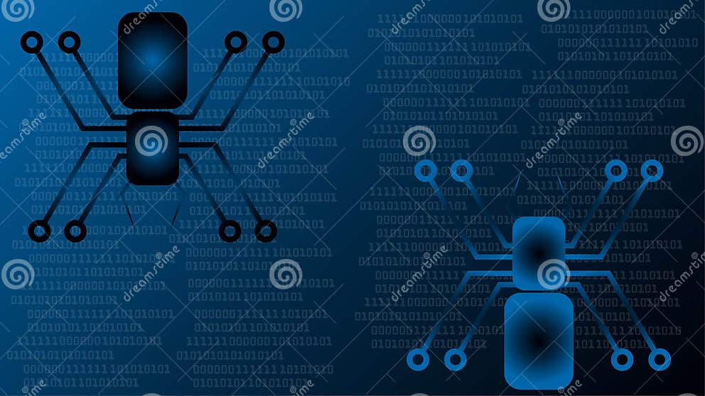 Two Spider and Binary Code, Binary Code and Digital Background ...