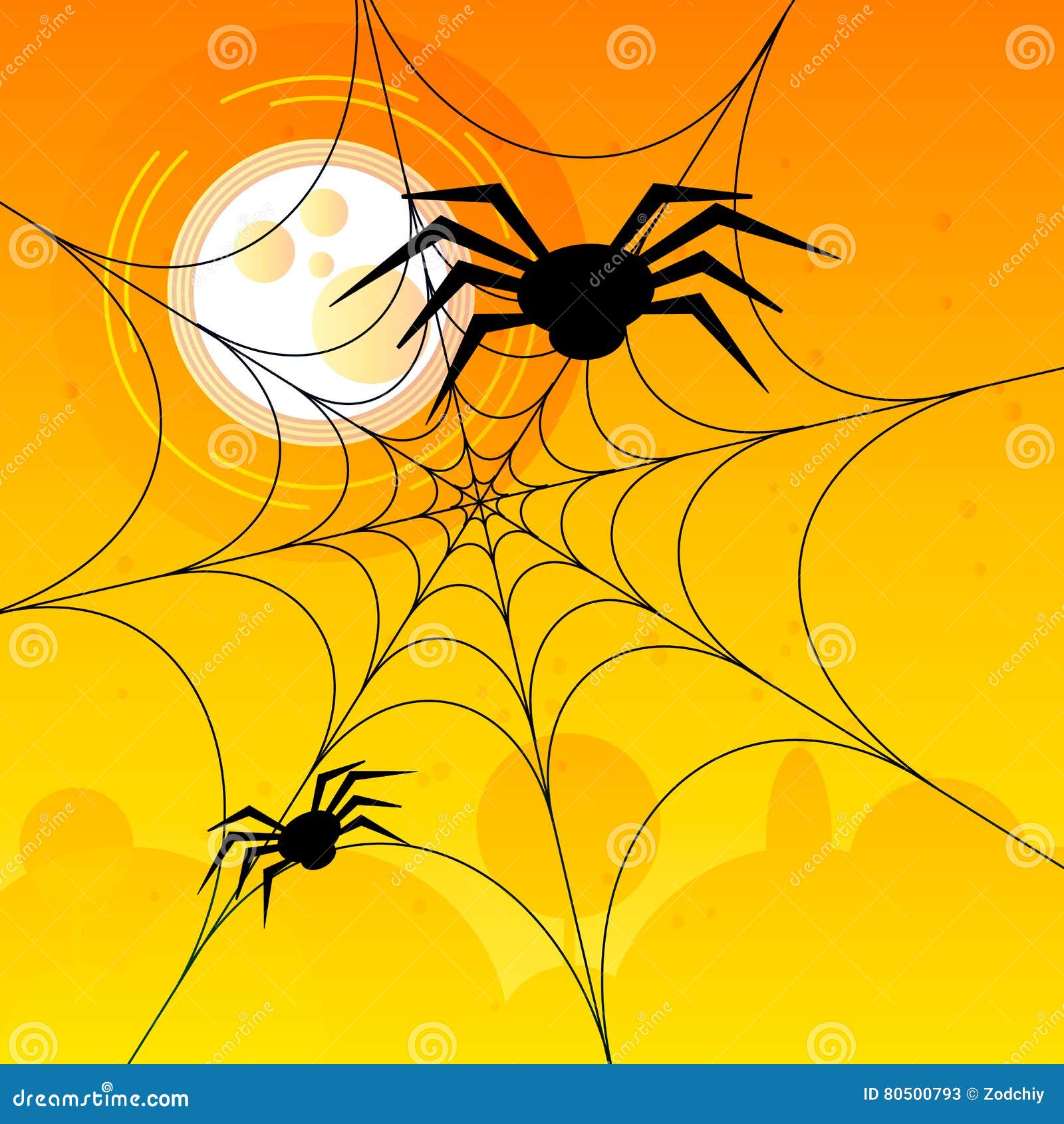 Two spiders on a spiderweb stock illustration. Illustration of insect ...