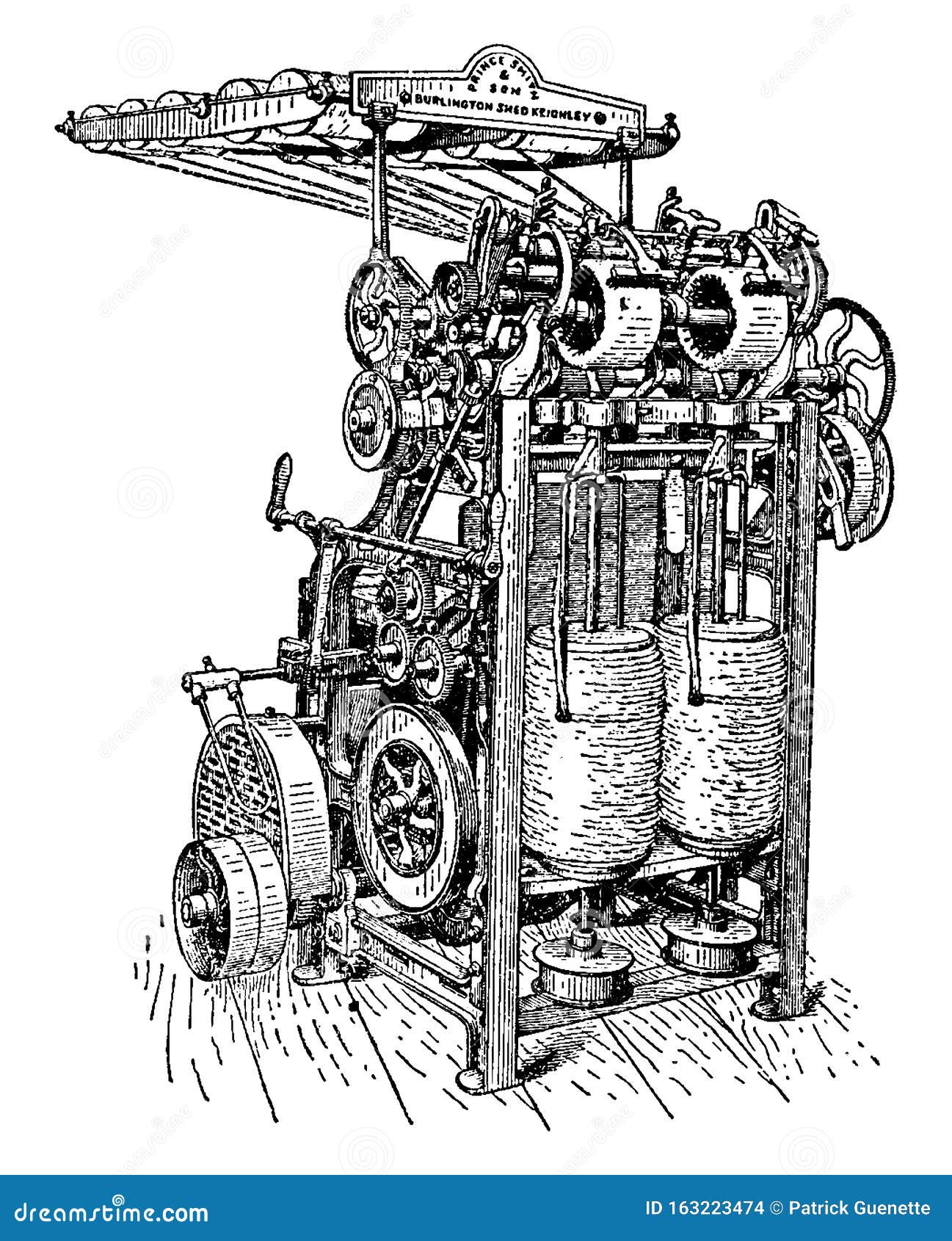 Two Spindle Drawing Box, Vintage Illustration Stock Vector ...