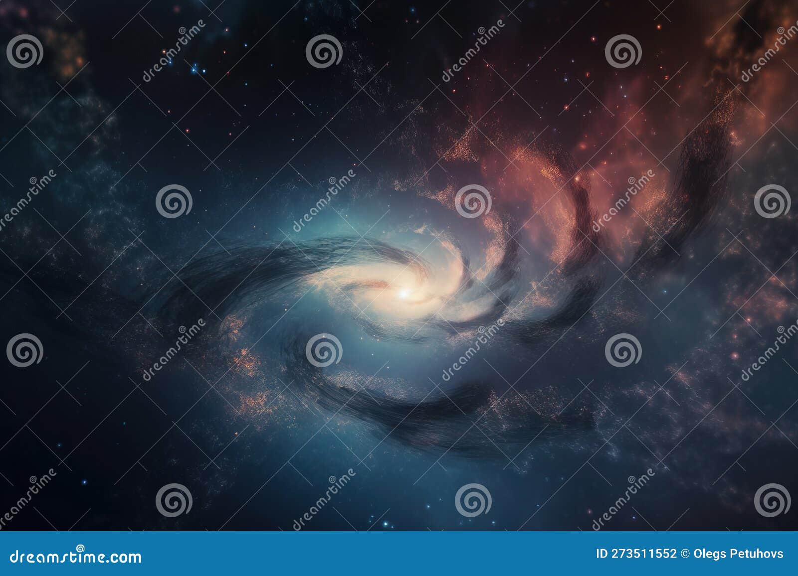 Two Spirally Shaped Objects in the Middle of the Night Sky Stock ...