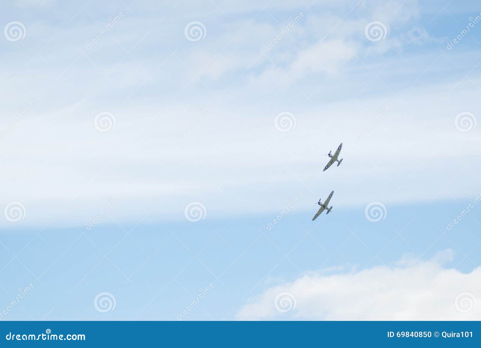 Two Spitfire Planes in the Sky Stock Photo - Image of planes, blue ...