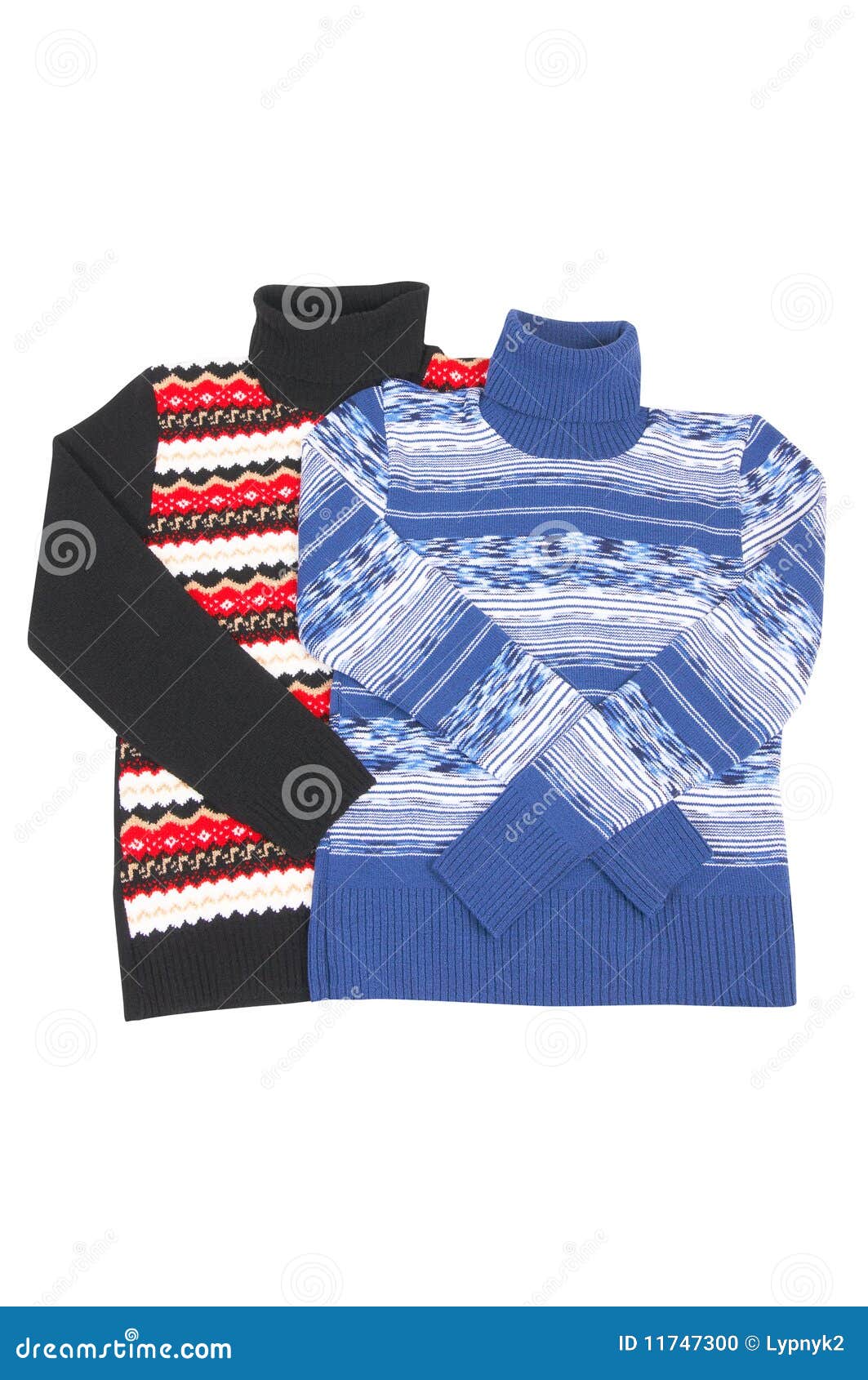 Two Splendid Colorful Sweaters on a White. Stock Photo - Image of brown ...