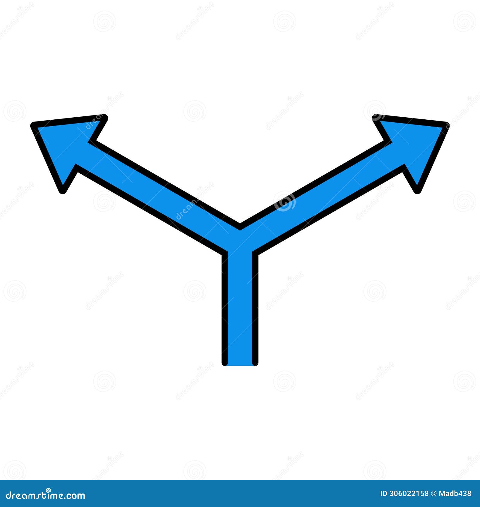 Two Split Arrows Icon in Line and Fill Style. Branching Arrow. Stock ...