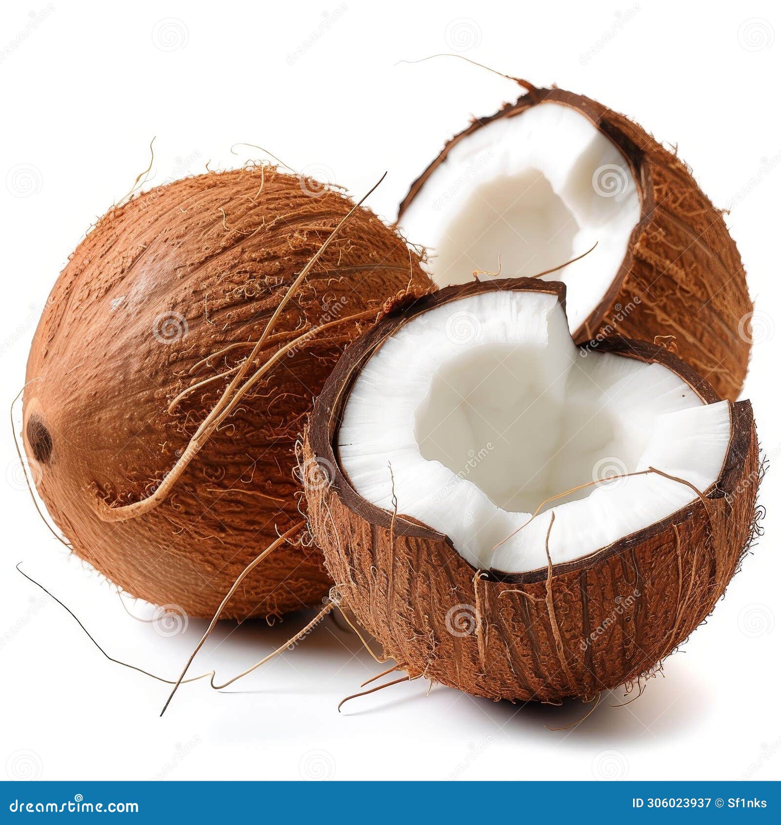 Two Split Coconuts Stacked on Top of Each Other, Showcasing Their ...