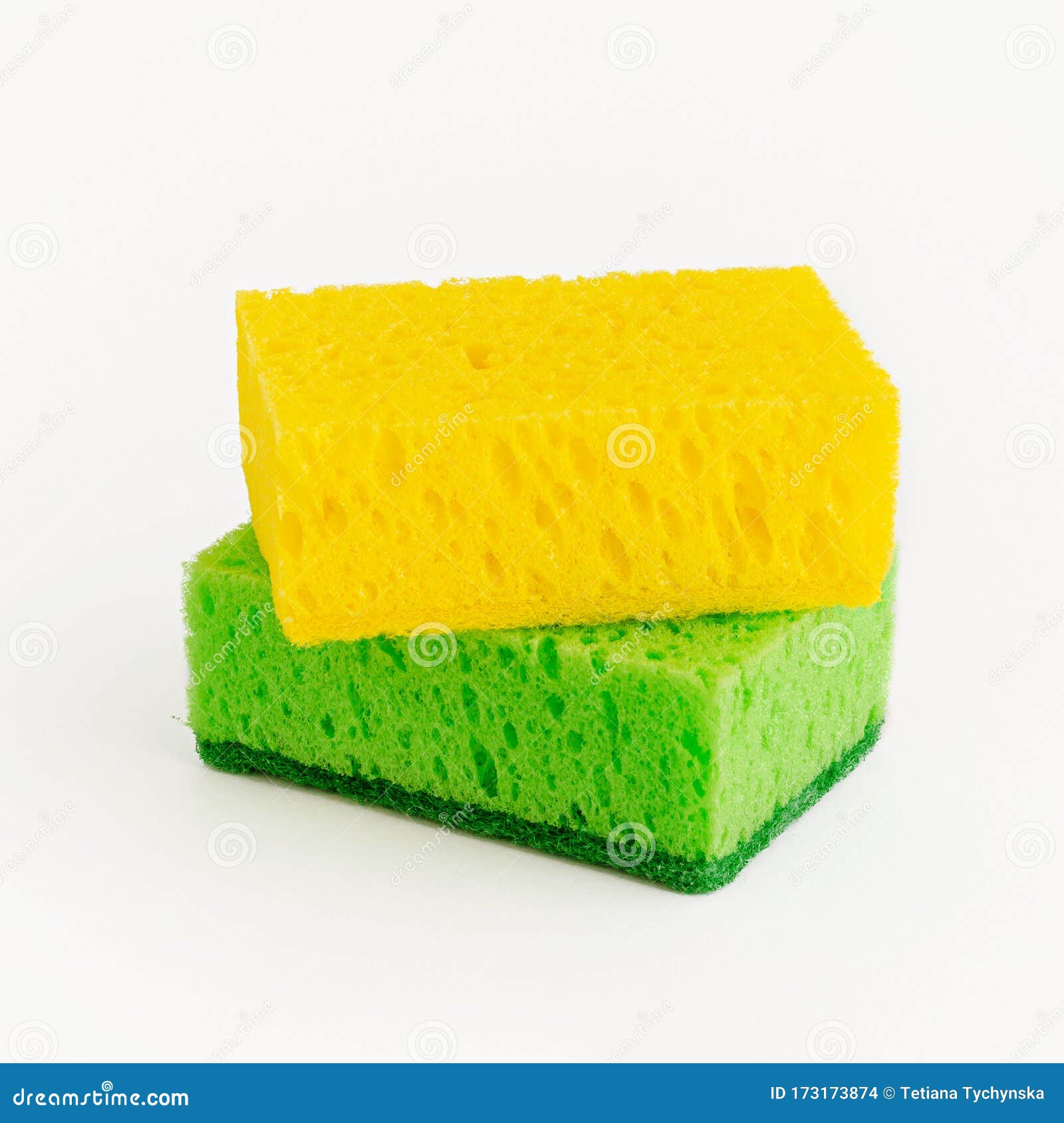 Two Sponges Isolated on White. House and Kitchen Cleaning Stock Photo ...