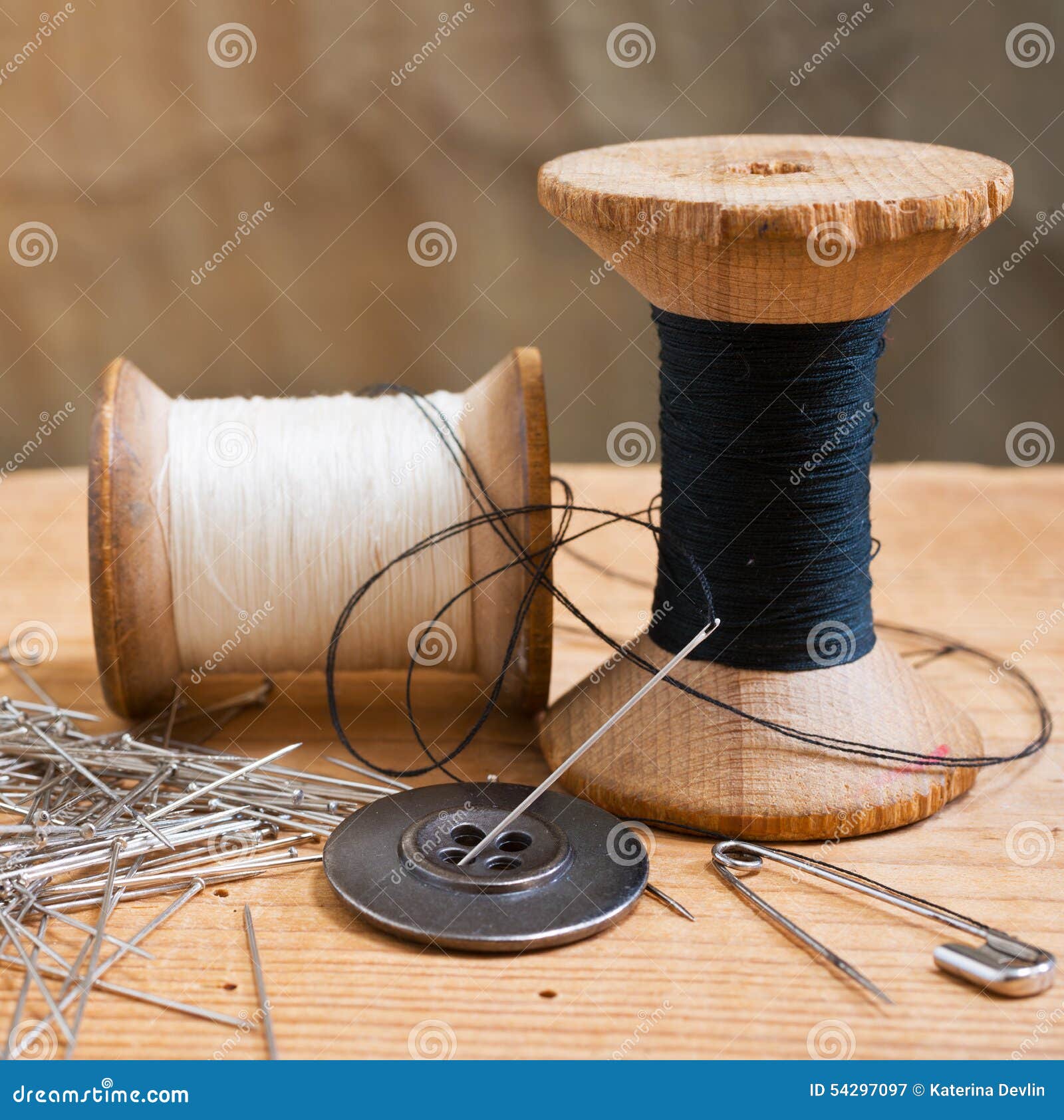 Two spools of thread stock image. Image of needle, depth - 54297097