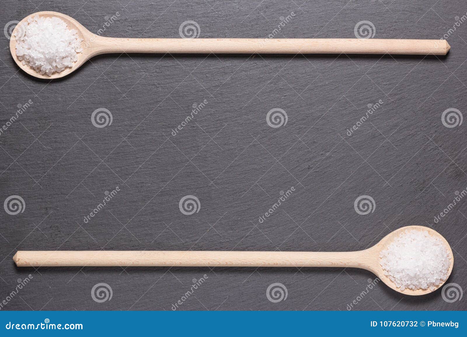 Two spoon with sea salt stock photo. Image of ingredient - 107620732