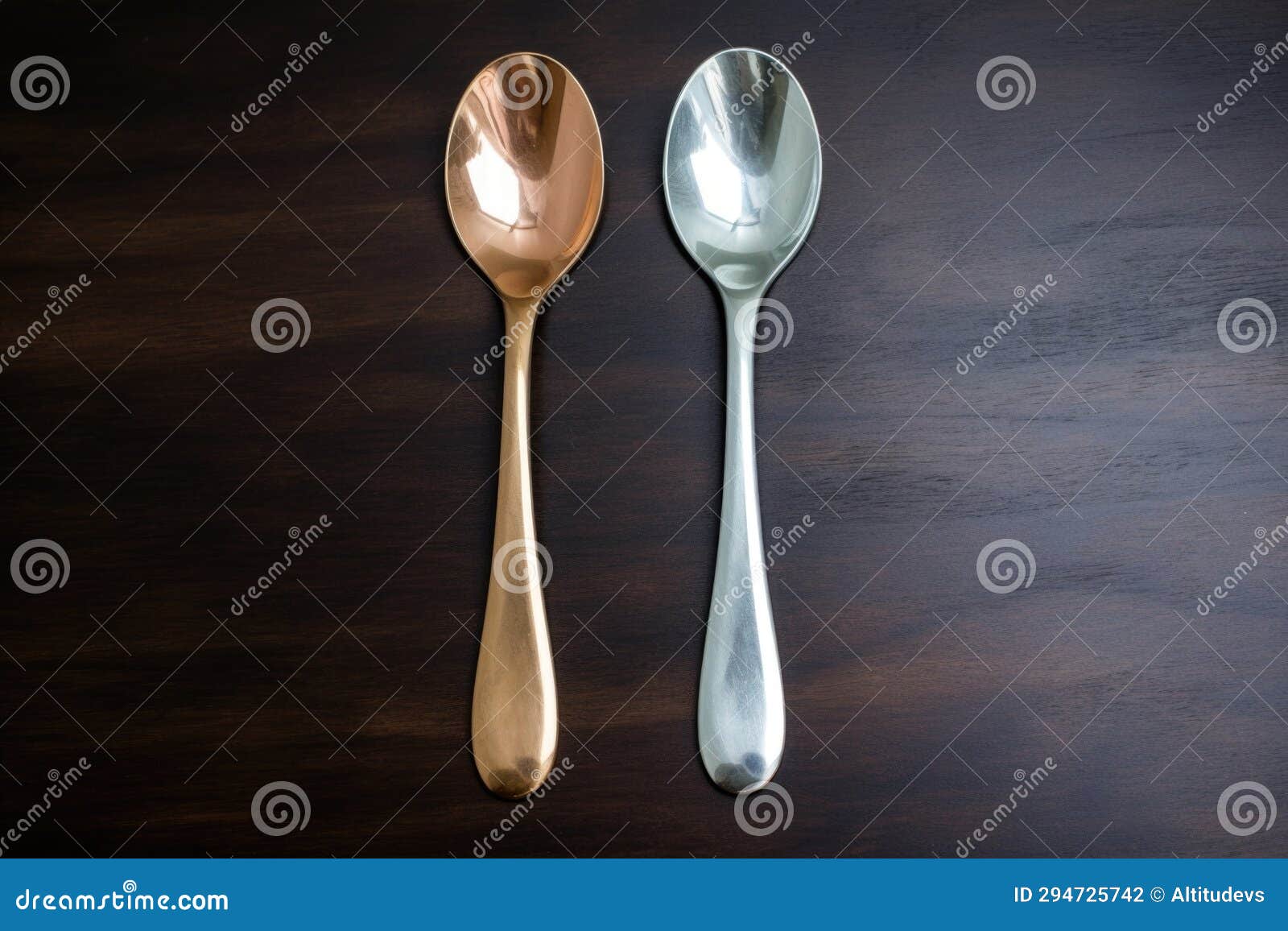 Two Spoons Positioned Side by Side Stock Illustration - Illustration of ...