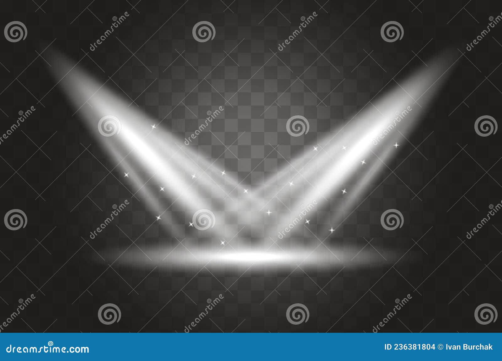 Two Spotlights on Dark Checkered Background. Spotlights Effect ...