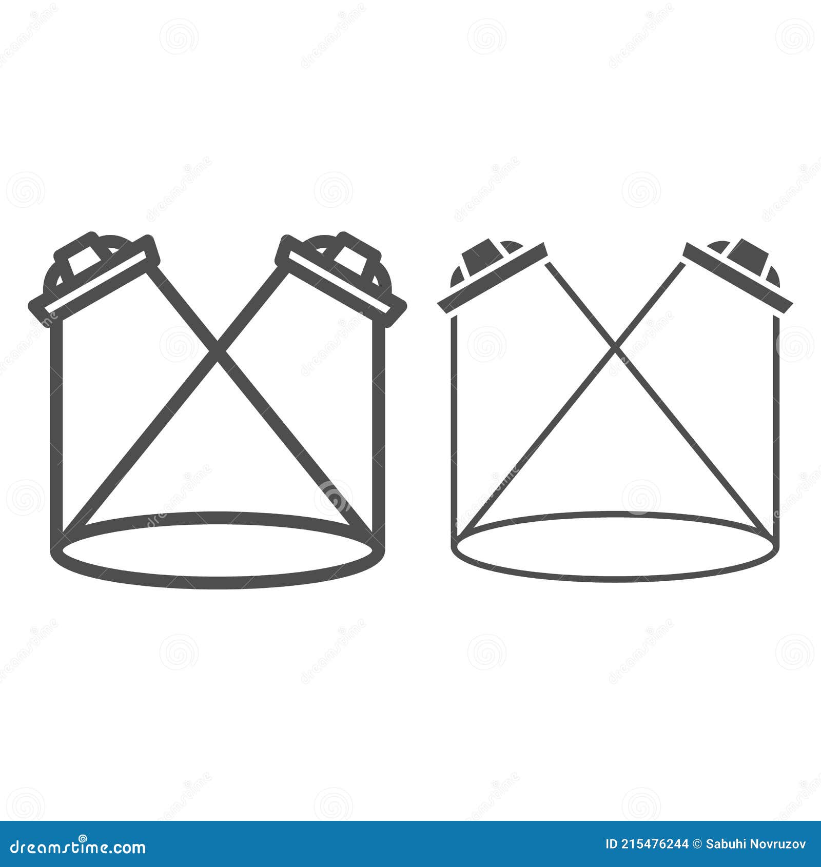 Two Spotlights Line and Solid Icon, Safety Engineering Concept ...