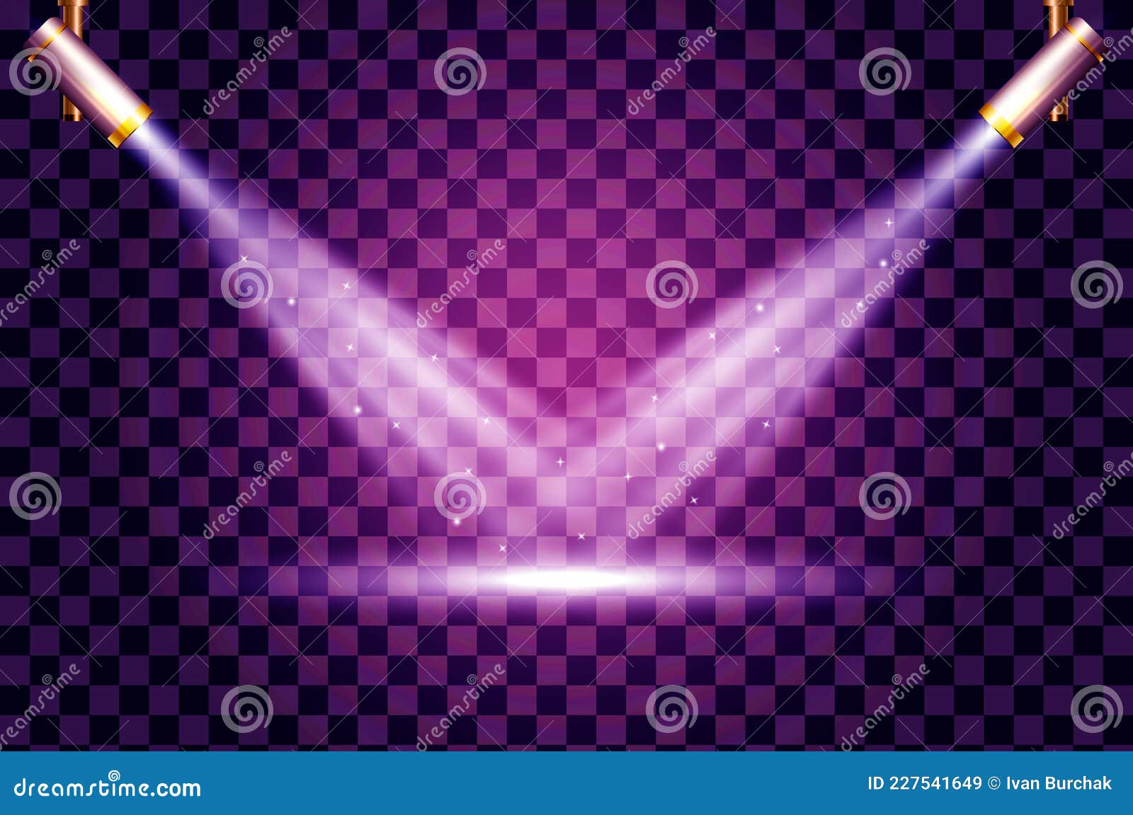 Two Spotlights on Purple Transparent Background. Spotlights Effect ...