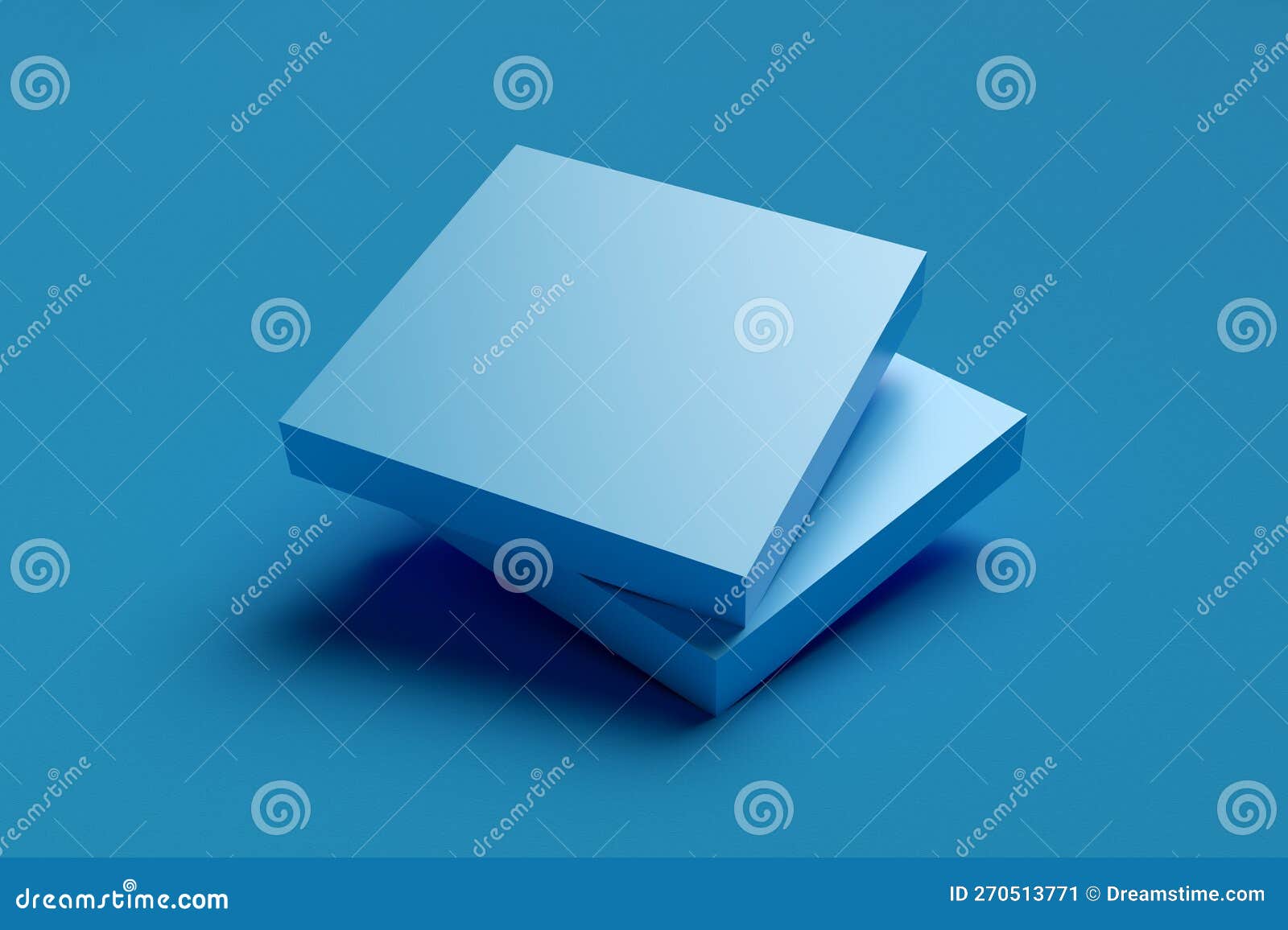 Two Square Blocks Levitating on Blue Background. Modern Background ...