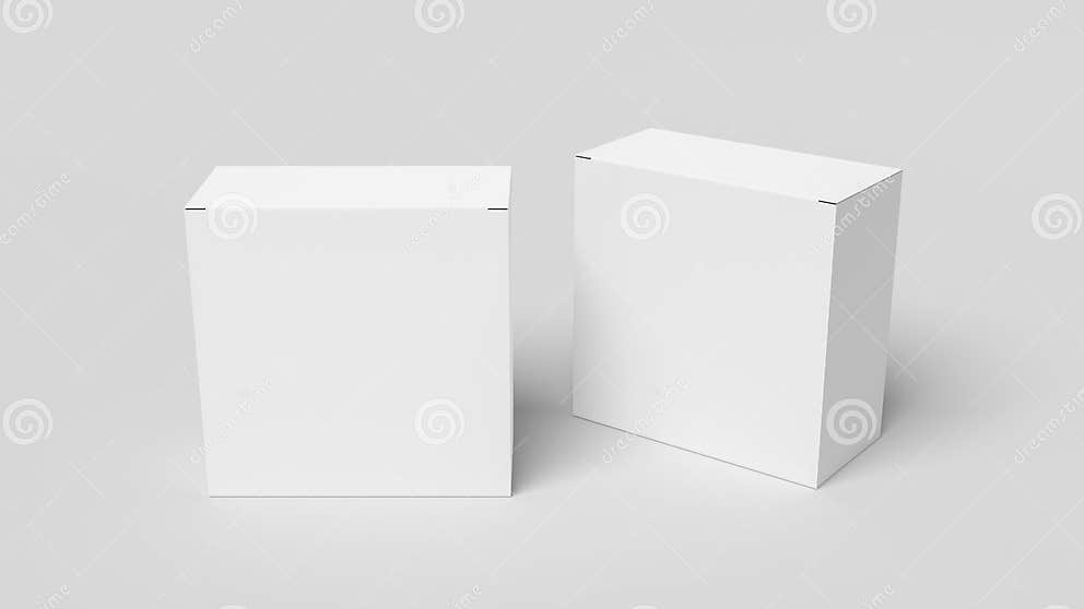 Two Square Boxes Mock Up. White Gift Boxes on White Background Stock ...