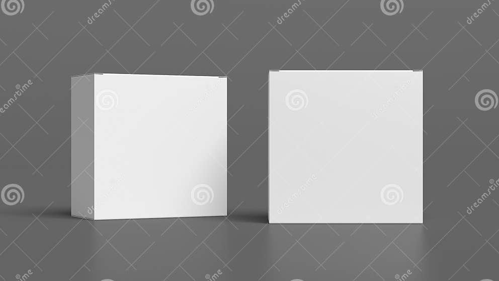 Two Square Boxes Mock Up. White Gift Boxes on Gray Background Stock ...