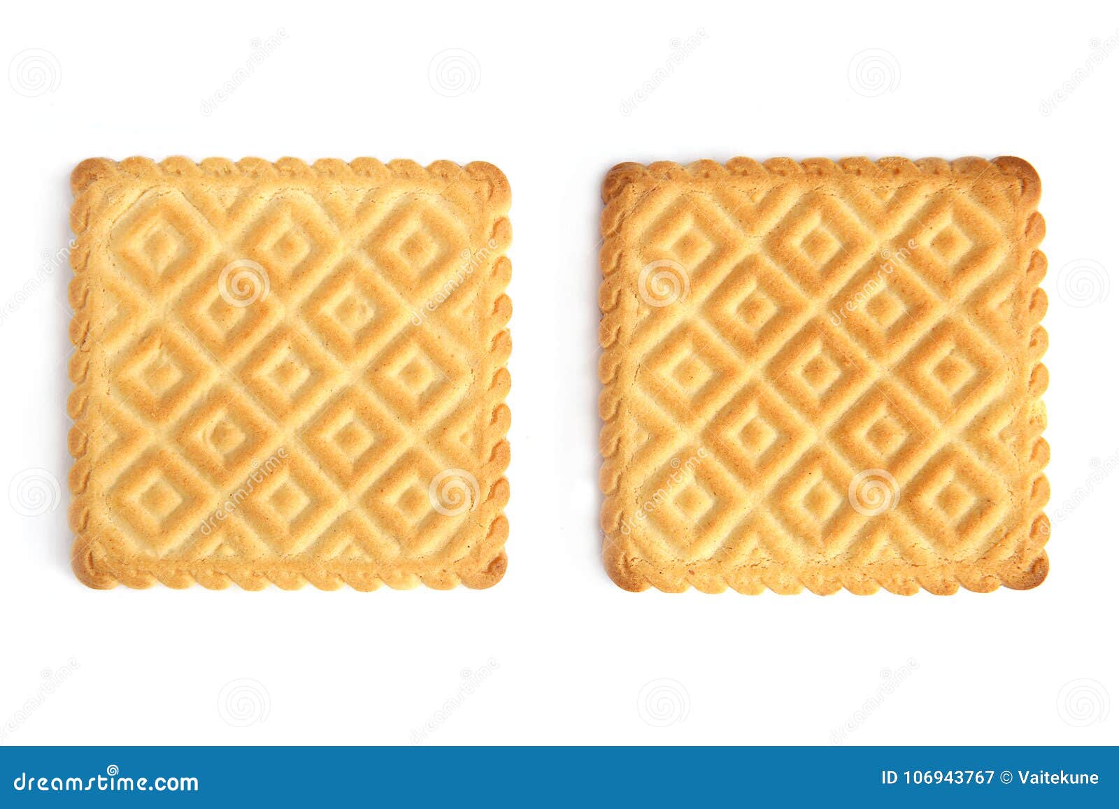 Two Square Cookies Isolated on White Background. Stock Image - Image of ...