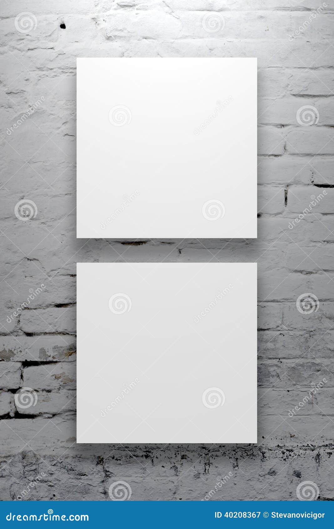 Two Square Posters Hanging on the Art Gallery Wall Stock Image - Image ...